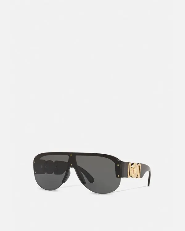 Versace Medusa Biggie Shield Sunglasses - Black