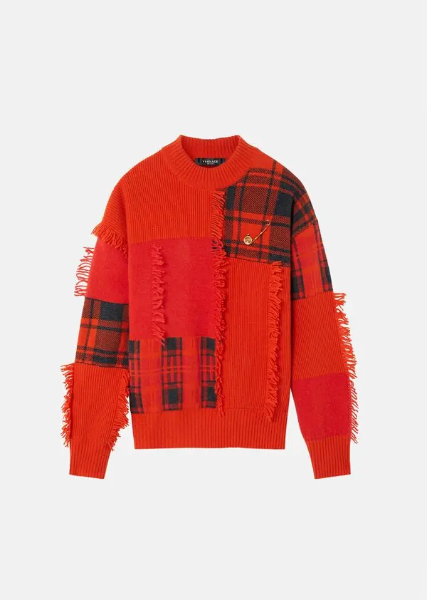 Versace Tartan Patchwork Wool Sweater