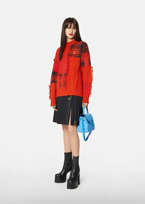 Versace Tartan Patchwork Wool Sweater