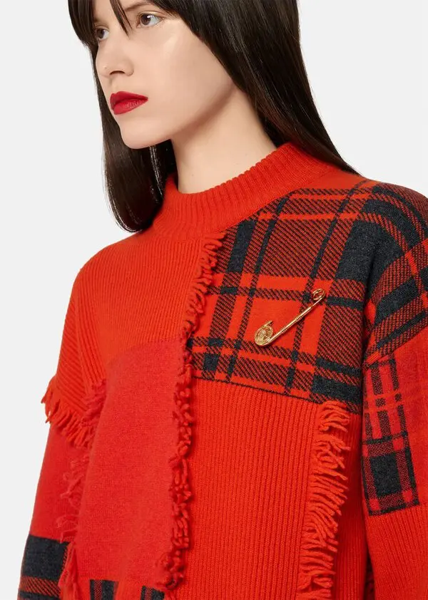 Versace Tartan Patchwork Wool Sweater