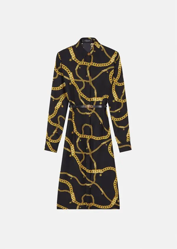 Versace Chain Silk Shirt Dress
