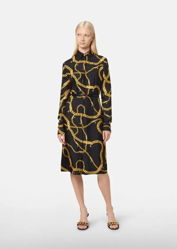 Versace Chain Silk Shirt Dress