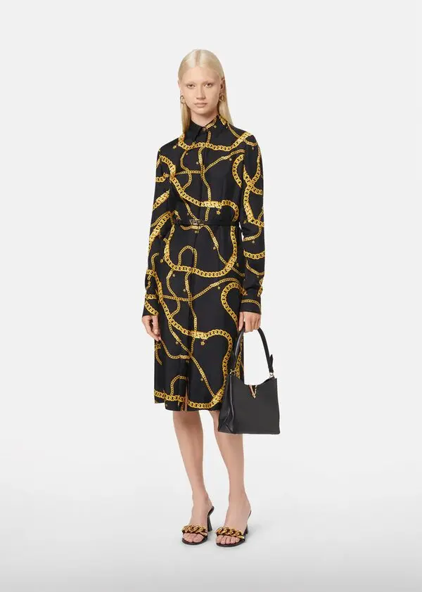 Versace Chain Silk Shirt Dress