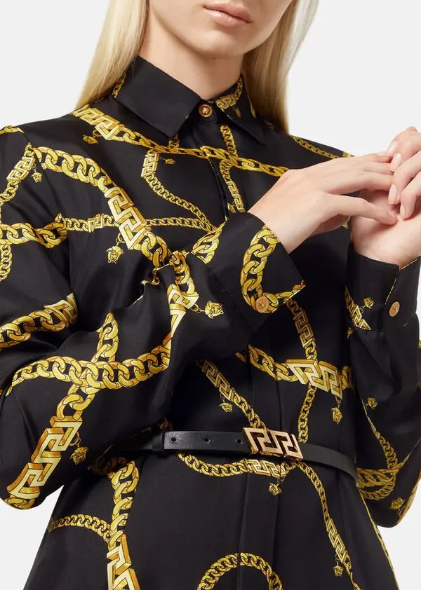 Versace Chain Silk Shirt Dress