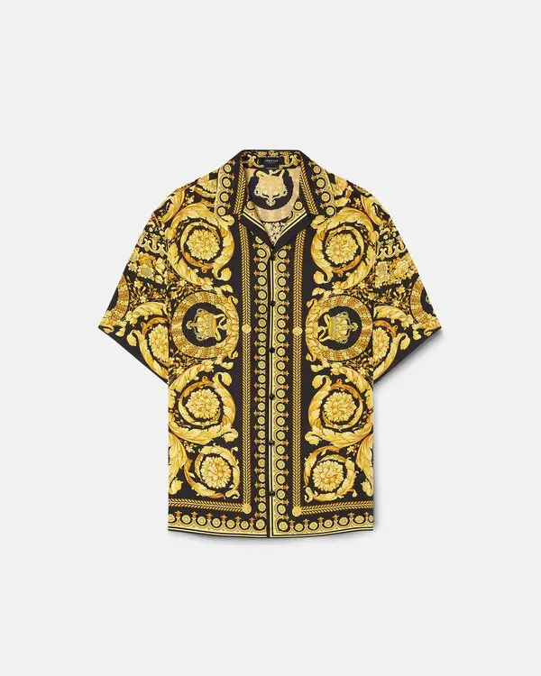 Versace Printed Silk Twill Shirt - Black+print