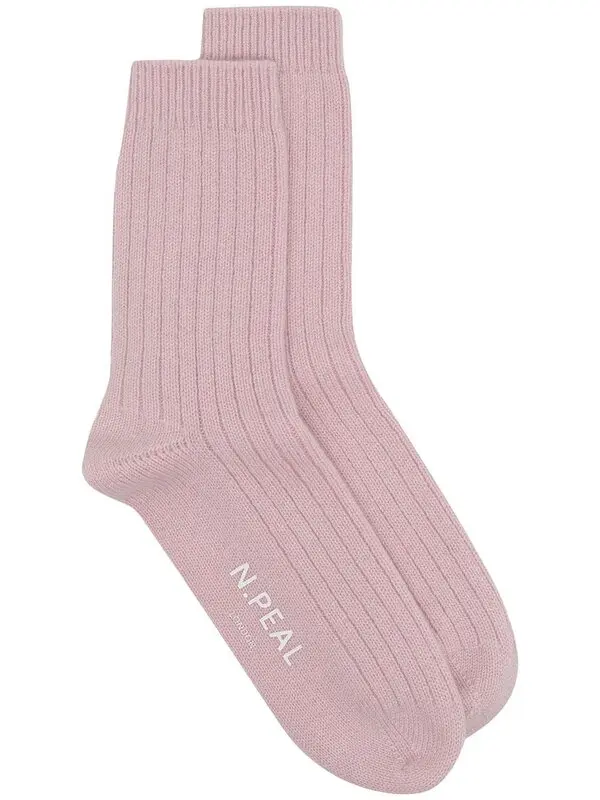 N.peal Ribbed Cashmere Ankle Socks
