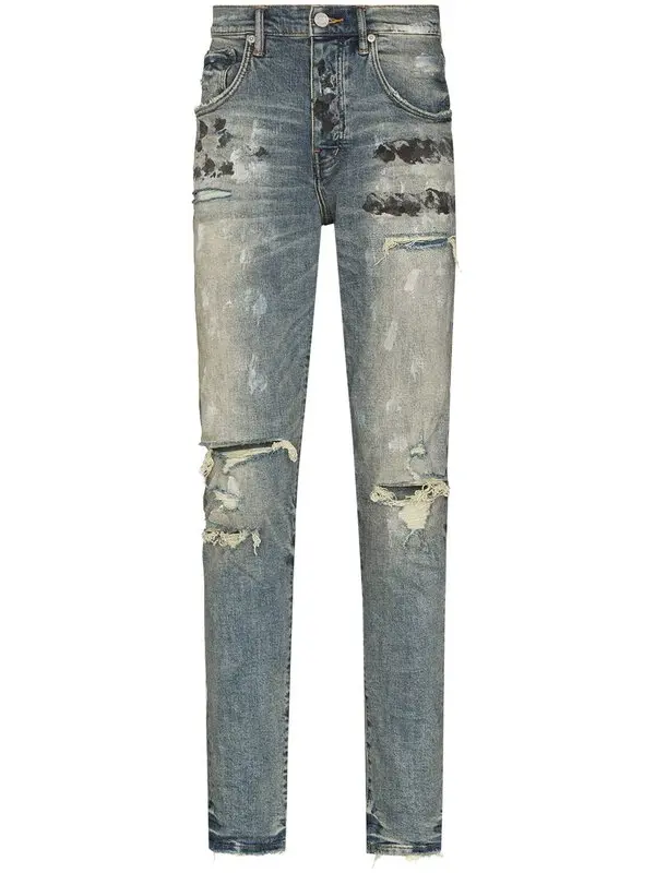 PURPLE BRAND Distressed Ripped Slim-fit Jeans