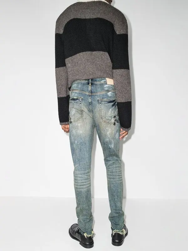 PURPLE BRAND Distressed Ripped Slim-fit Jeans