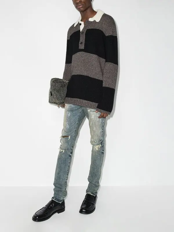 PURPLE BRAND Distressed Ripped Slim-fit Jeans