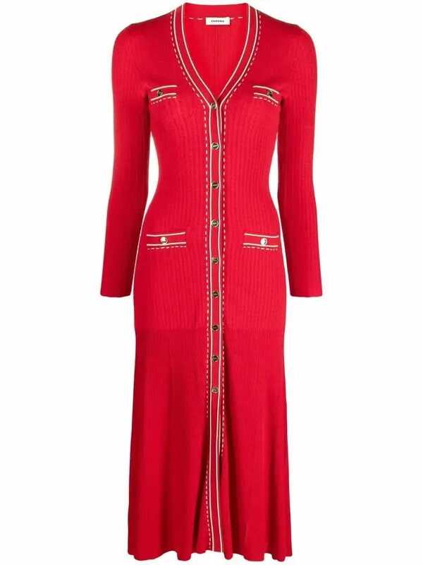 Sandro Esmeralda Knitted Dress In Red - 50% Off | Editorialist