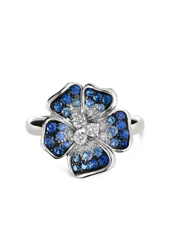 LEO PIZZO 18kt White Gold Diamond And Sapphire Ring - Silver