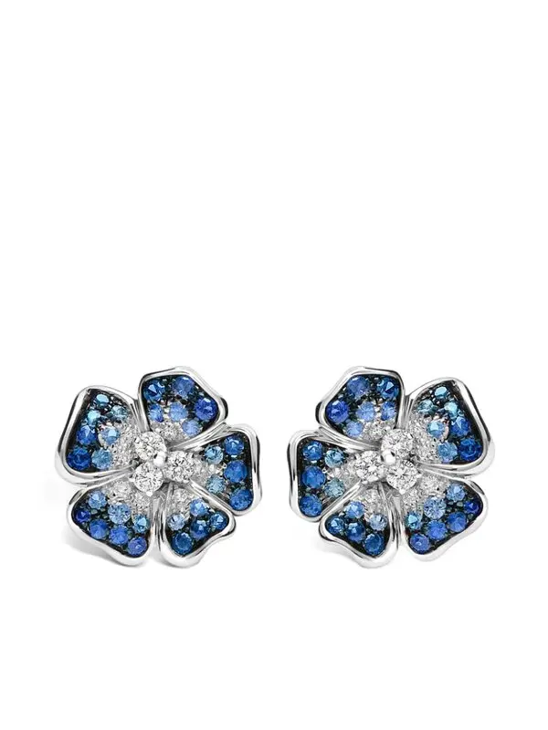LEO PIZZO 18kt White Gold Diamond And Sapphire Earrings - Silver