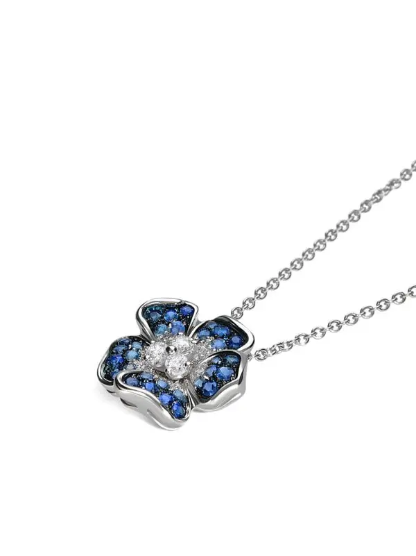 LEO PIZZO 18kt White Gold Diamond And Sapphire Flora Necklace - Silver