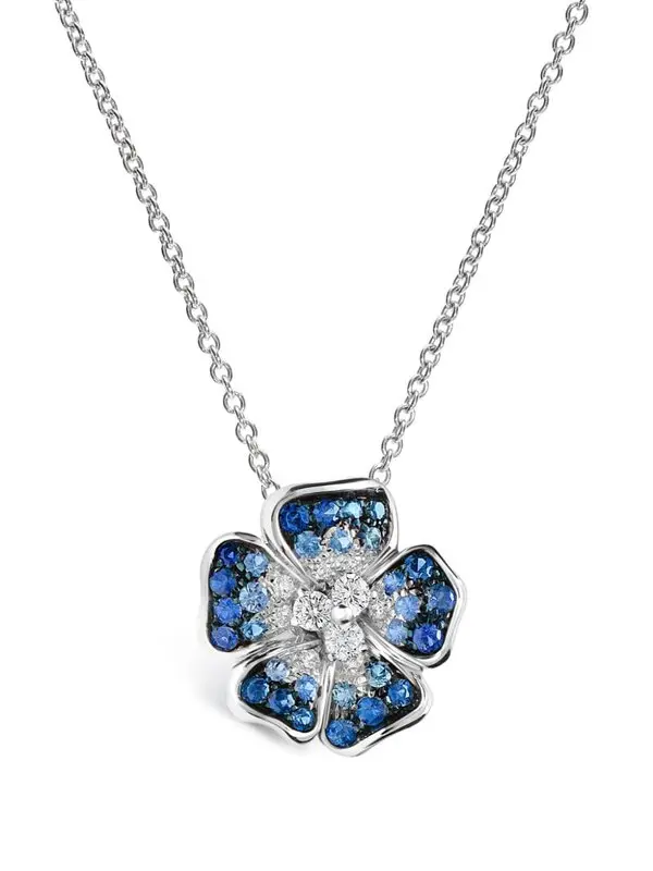 LEO PIZZO 18kt White Gold Diamond And Sapphire Flora Necklace