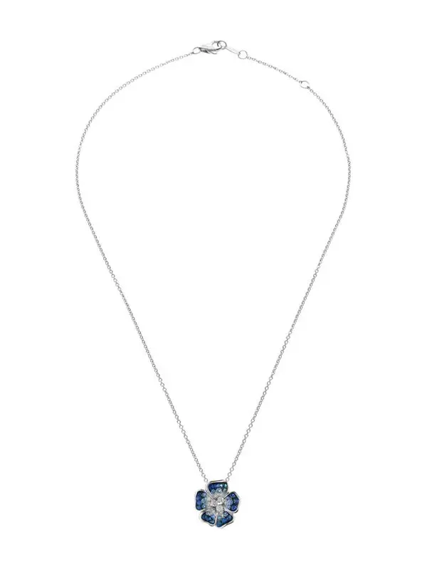 LEO PIZZO 18kt White Gold Diamond And Sapphire Flora Necklace