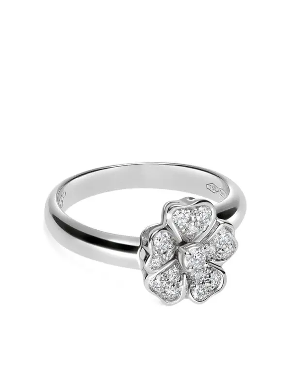 LEO PIZZO 18kt White Gold Diamond Floral Ring - Silver