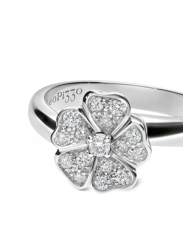 LEO PIZZO 18kt White Gold Diamond Floral Ring