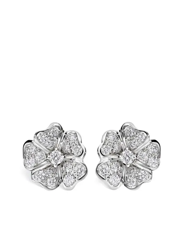 LEO PIZZO 18kt White Gold Diamond Flora Earrings - Silver