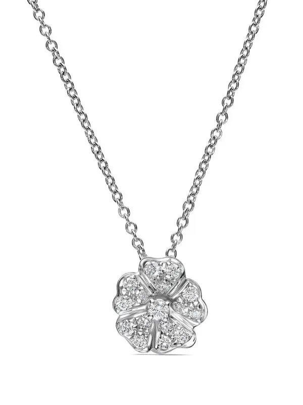 LEO PIZZO 18kt White Gold Floral Diamond Necklace - Silver
