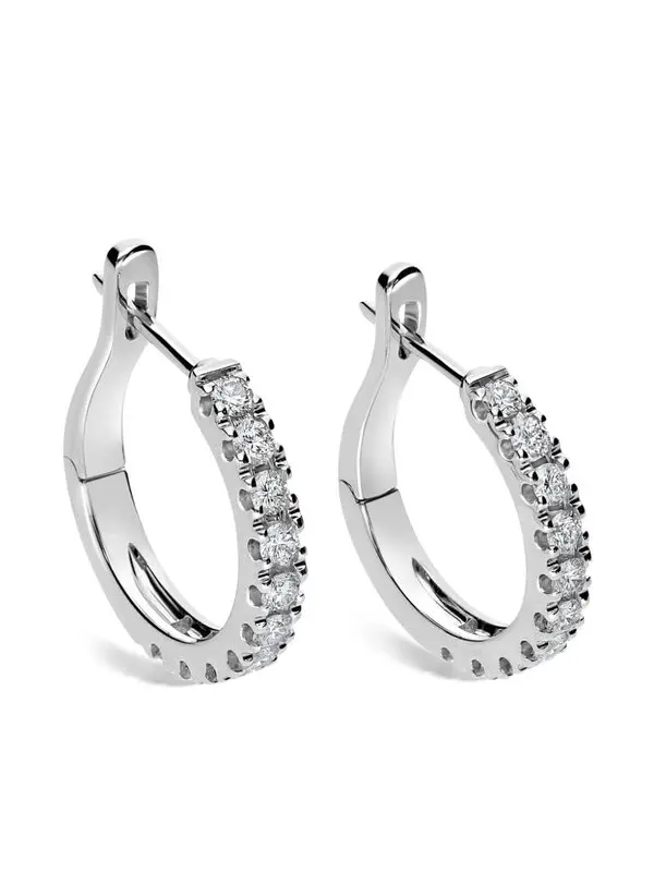 LEO PIZZO 18kt White Gold Diamond Hoop Earrings - Silver