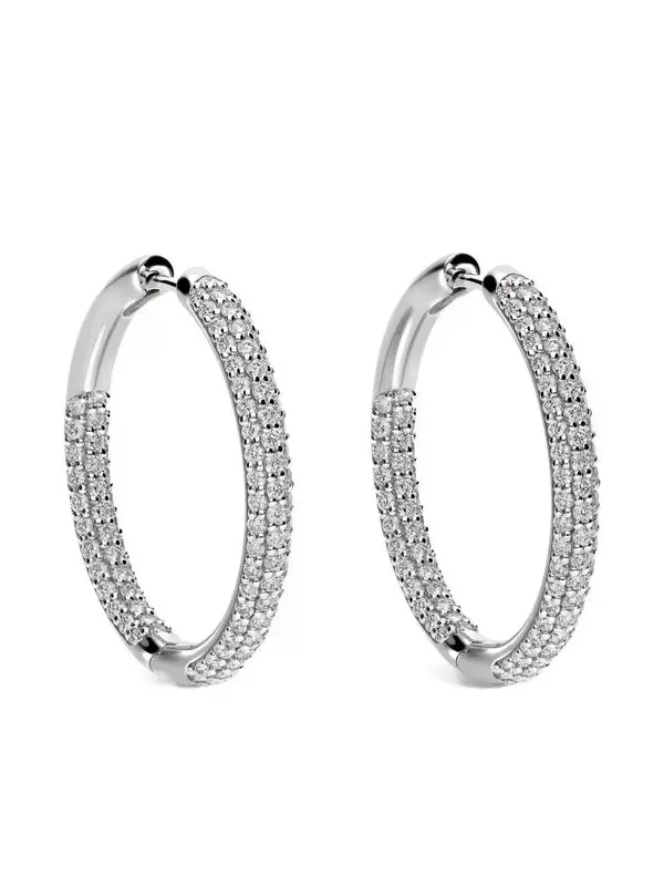 LEO PIZZO 18k White Gold Diamond Hoop Earrings - Silver
