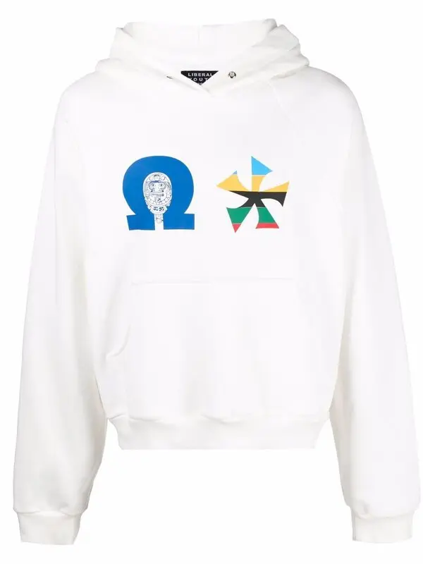 LIBERAL YOUTH MINISTRY Aztec Long-sleeved Hoodie - White