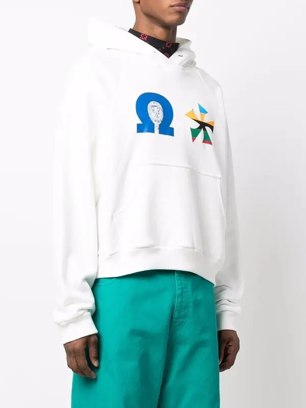 LIBERAL YOUTH MINISTRY Aztec Long-sleeved Hoodie - White