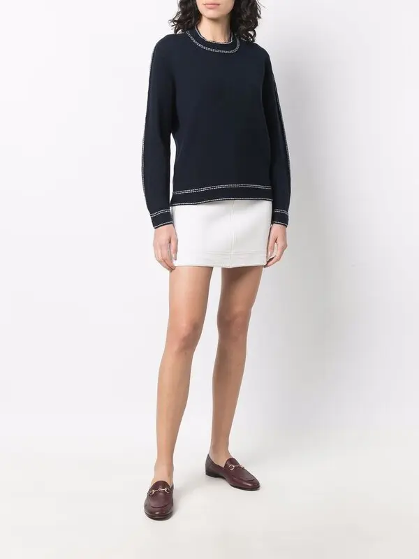 BARRIE Contrasting-stitch Jumper - Blue
