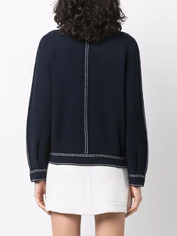 BARRIE Contrasting-stitch Jumper - Blue