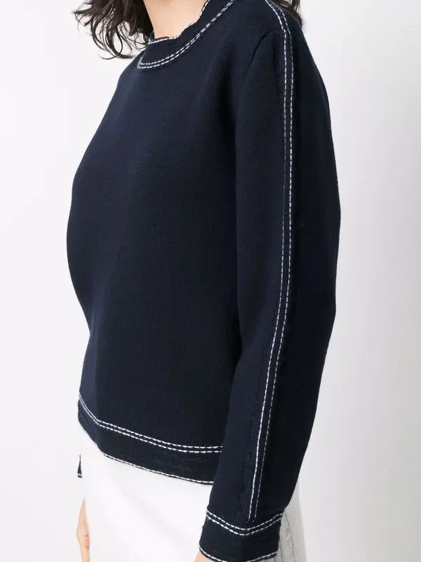 BARRIE Contrasting-stitch Jumper - Blue