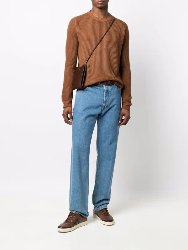 Malo Round Neck Jumper - Brown