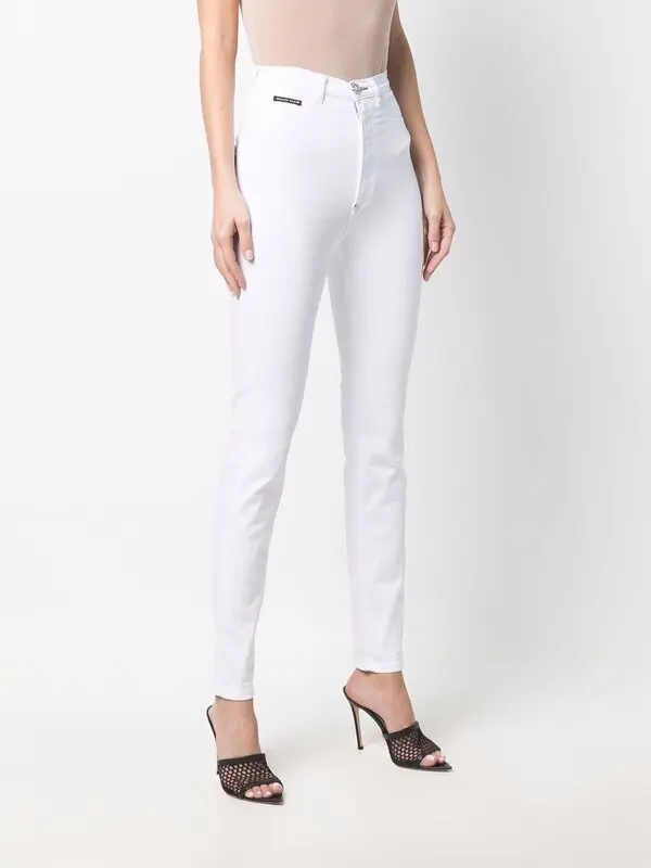 Philipp Plein Super High-waist Skinny Jeans - White
