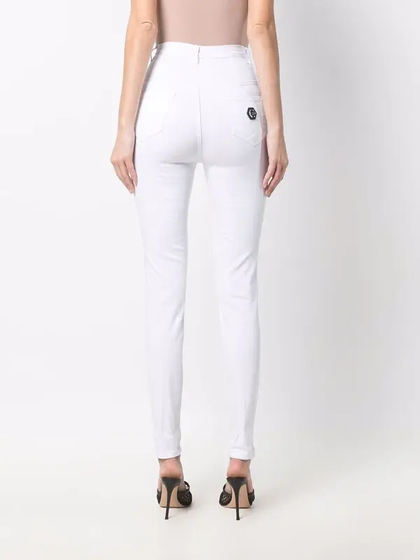 Philipp Plein Super High-waist Skinny Jeans - White