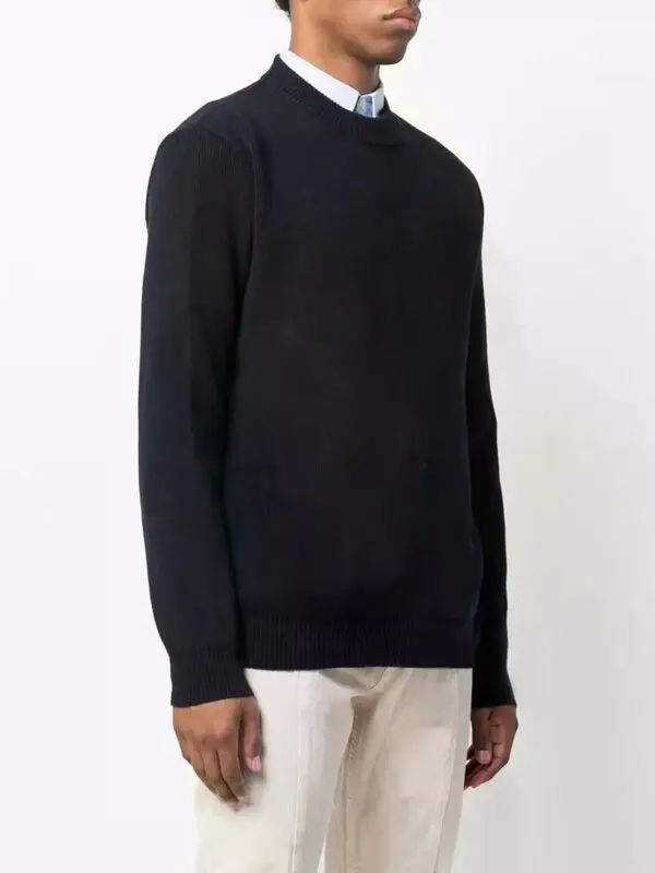 GOLDEN GOOSE Ribbed-knit Round-neck Sweater - Blue