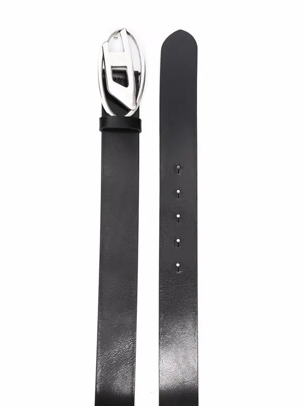 DIESEL® 1dr Logo-buckle Leather Belt - Black