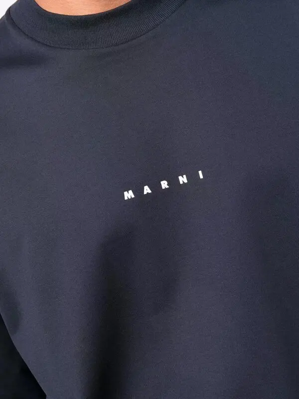 Marni Logo-print Cotton T-shirt - Blue