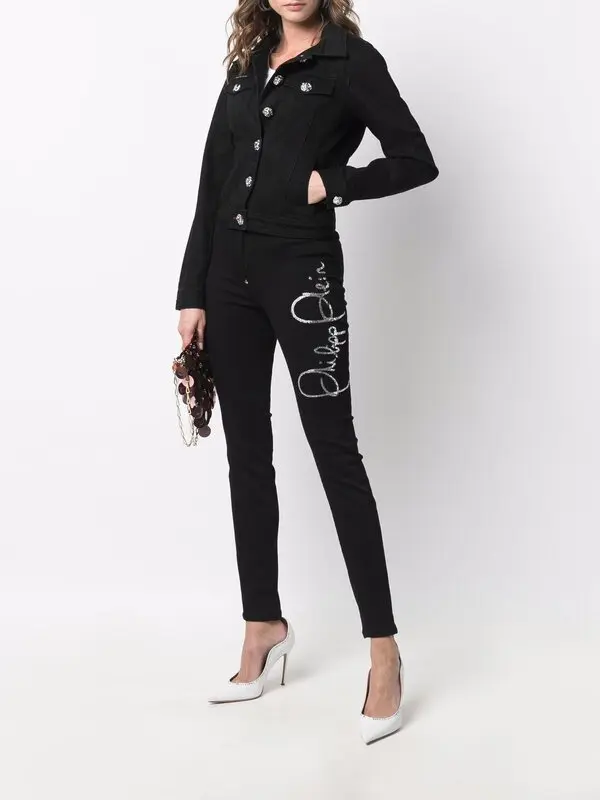 Philipp Plein Logo-print Jeggings - Black