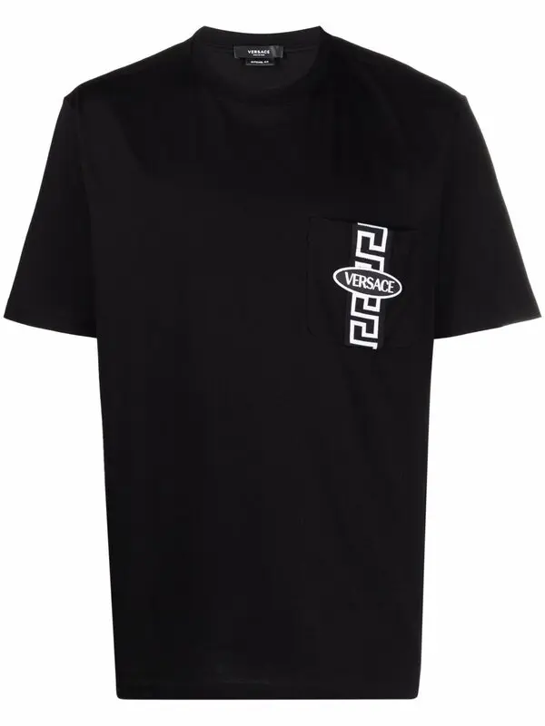 Versace Chest Logo-Print T-Shirt In Black - 30% Off | Editorialist