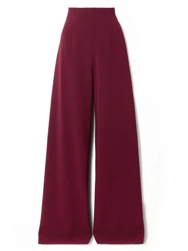 SERGIO HUDSON Burgundy Wool-crepe Wide-leg Pants