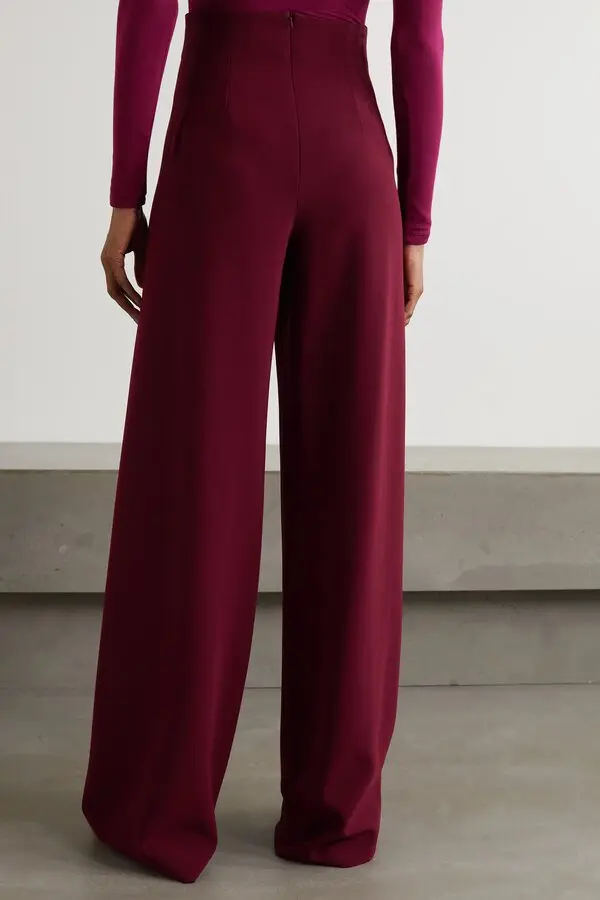 SERGIO HUDSON Burgundy Wool-crepe Wide-leg Pants