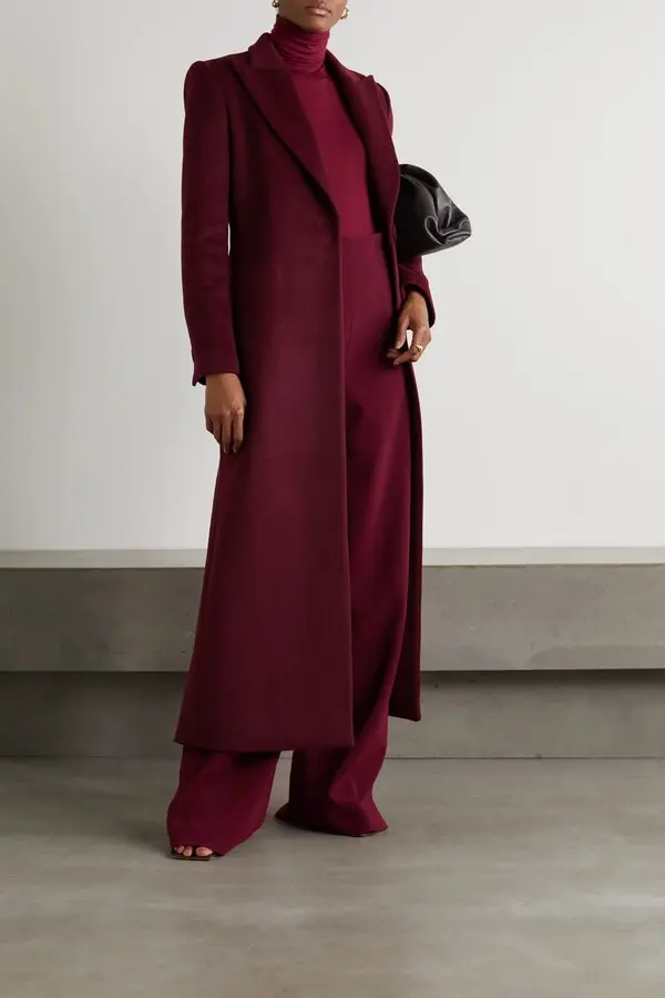 SERGIO HUDSON Burgundy Wool-crepe Wide-leg Pants