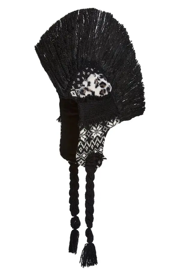 Junya Watanabe Mohawk Knit & Faux Fur Aviator Hat