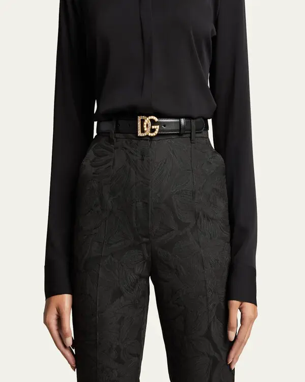 Dolce & Gabbana Dg Swarovski Crystal And Pearl Belt - Black / Gold