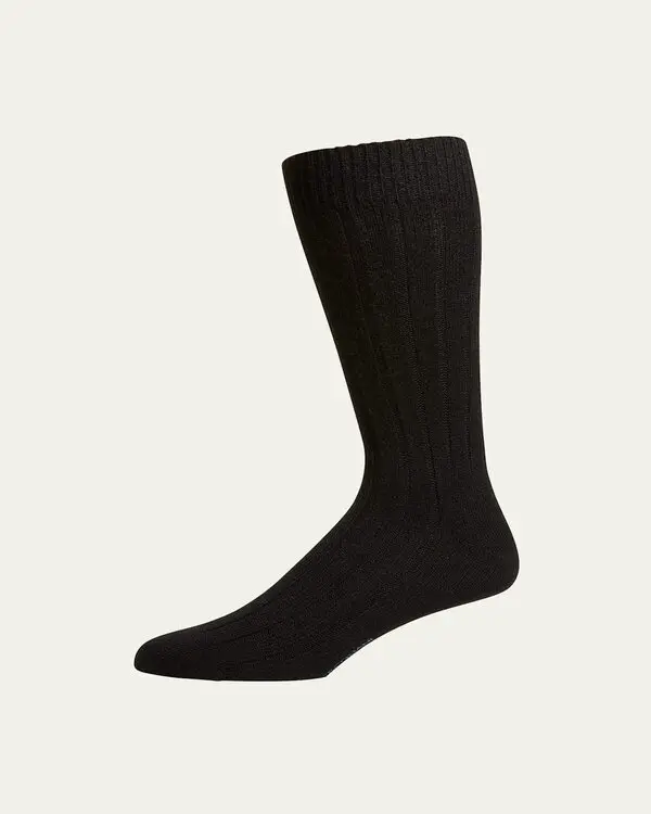 Marcoliani Ribbed Cashmere Dress Socks - 007 Black