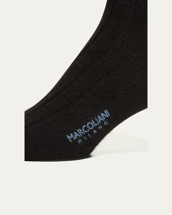Marcoliani Ribbed Cashmere Dress Socks - 007 Black