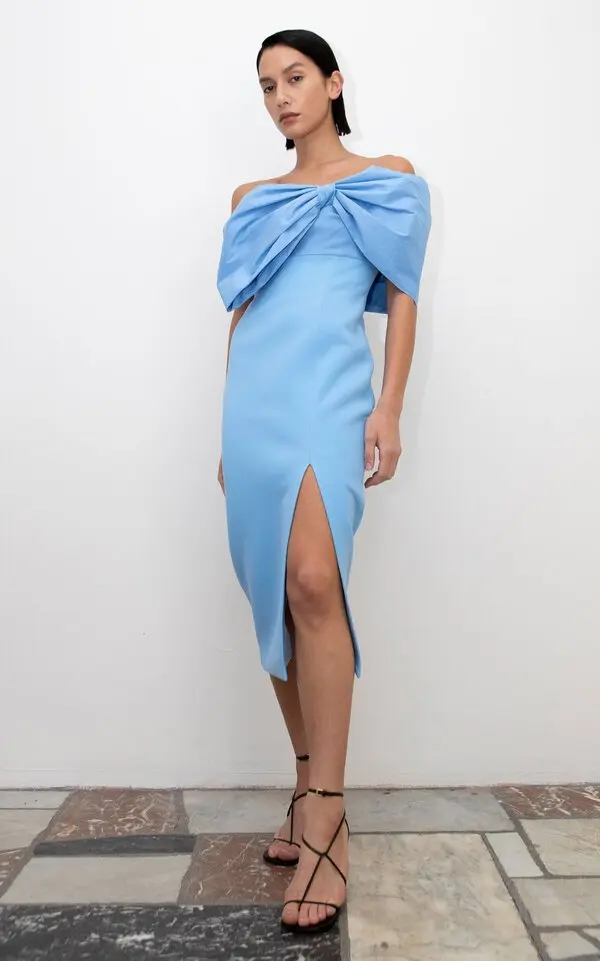 Rachel Gilbert Kace Off-the-shoulder Midi Dress - Blue