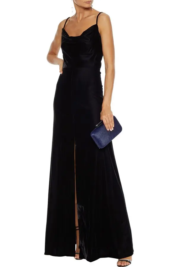 Rachel Zoe Felicitti Draped Stretch-Velvet Gown In Black - 70% Off |  Editorialist