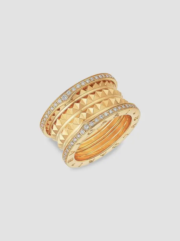 BVLGARI B. Zero1 Rock 18k Yellow & Diamond 4-band Ring - Gold