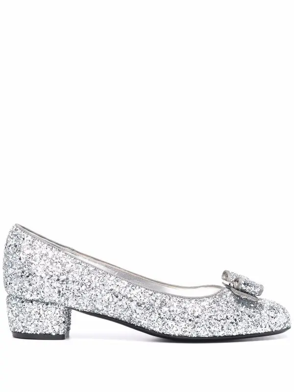 FERRAGAMO Glitter-detail Pumps - Silver