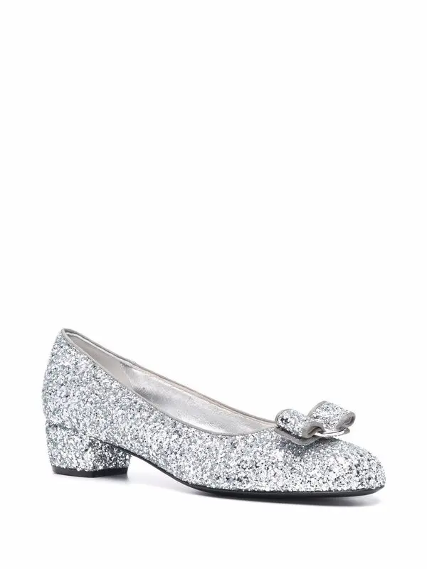 FERRAGAMO Glitter-detail Pumps - Silver